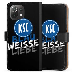 DeinDesign Xiaomi Mi 11 Lite 5G Handy Klapph&uuml;lle Handyh&uuml;lle aus Kunst Leder schwarz Flip Case Ksc Official Licensed Product Karlsruher Sc Sideflip mit langer 