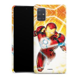 DeinDesign Galaxy A51 Handy Premium Case Smartphone Handyh&uuml;lle Schutzh&uuml;lle gl&auml;nzend Marvel Iron Man Fire Premium Case