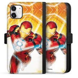 DeinDesign iPhone 11 Handy Klapph&uuml;lle Handyh&uuml;lle aus Kunst Leder schwarz Flip Case Marvel Iron Man Fire Sideflip mit Lasche