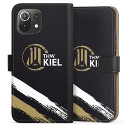 DeinDesign Xiaomi Mi 11 Lite 5G Handy Klapph&uuml;lle Handyh&uuml;lle aus Kunst Leder schwarz Flip Case Logo Handball Thw Kiel Sideflip mit langer Lasche