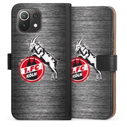 DeinDesign Xiaomi Mi 11 Lite 5G Handy Klapph&uuml;lle Handyh&uuml;lle aus Kunst Leder schwarz Flip Case Metallic Look Official Licensed Product 1. Fc K&ouml;ln Sideflip mit 