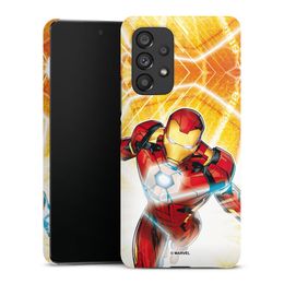 DeinDesign Galaxy A53 5G Handy Premium Case Smartphone Handyh&uuml;lle Schutzh&uuml;lle gl&auml;nzend Fire Iron Man Marvel Premium Case