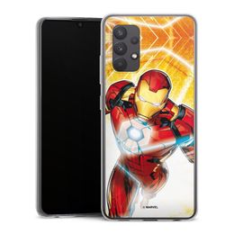 DeinDesign Galaxy A32 4G Handy Silikon H&uuml;lle Case transparent Handyh&uuml;lle Marvel Iron Man Fire Silikon Case