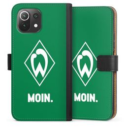 DeinDesign Xiaomi Mi 11 Lite 5G Handy Klapph&uuml;lle Handyh&uuml;lle aus Kunst Leder schwarz Flip Case Moin Official Licensed Product Sv Werder Bremen Sideflip mit langer