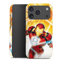 DeinDesign iPhone 17 Pro Handy Premium Case Smartphone Handyh&uuml;lle Schutzh&uuml;lle gl&auml;nzend Marvel Iron Man Fire Premium Case