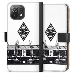 DeinDesign Xiaomi Mi 11 Lite 5G Handy Klapph&uuml;lle Handyh&uuml;lle aus Kunst Leder schwarz Flip Case Borussia M&ouml;nchengladbach Die Fohlen Stadium Sideflip mit langer 
