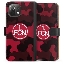 DeinDesign Xiaomi Mi 11 Lite 5G Handy Klapph&uuml;lle Handyh&uuml;lle aus Kunst Leder schwarz Flip Case Logo 1. Fc N&uuml;rnberg 1. Fcn Sideflip mit langer Lasche