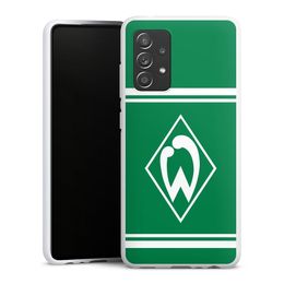 DeinDesign Galaxy A52s 5G Handy Silikon H&uuml;lle Case wei&szlig; Handyh&uuml;lle Sv Werder Bremen Official Licensed Product Logo Silikon Case
