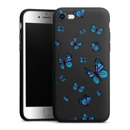 DeinDesign iPhone SE (2022) Handy Premium Silikon H&uuml;lle Handyh&uuml;lle schwarz Case Transparent Muster Butterfly Silikon Premium Case