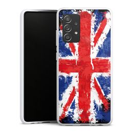 DeinDesign Galaxy A52s 5G Handy Silikon H&uuml;lle Case wei&szlig; Handyh&uuml;lle Union Jack England Flag Silikon Case