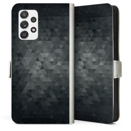 DeinDesign Galaxy A52s 5G Handy Klapph&uuml;lle Handyh&uuml;lle aus Kunst Leder wei&szlig; Flip Case Muster Black Triangle Sideflip mit Lasche