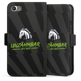 DeinDesign iPhone SE (2020) Handy Klapph&uuml;lle Handyh&uuml;lle aus Kunst Leder schwarz Flip Case Horse Official Licensed Product Borussia M&ouml;nchengladbach Sideflip mit 