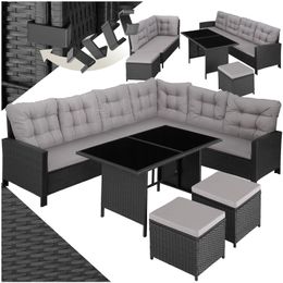 TecTake&reg; Rattan Lounge, f&uuml;r 6 bis 8 Personen, UV-best&auml;ndig, mit Sicherheitsglasplatten