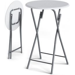 Casaria Stehtisch 2er-Set &Oslash;60cm klappbar Holzdekor Wei&szlig;