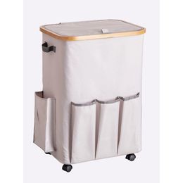 W&auml;schetasche HEINE HOME, grau, B:42cm H:60cm T:34cm, Bambus, Kunststoff, Papier, Polyester, W&auml;schesammler, W&auml;schetasche