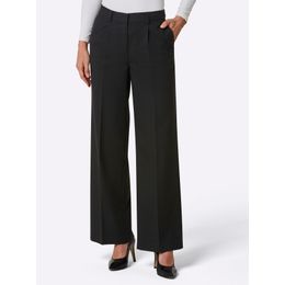 Bundfaltenhose CREATION L PREMIUM, Damen, Gr. 25, Kurzgr&ouml;&szlig;en, schwarz, 52% Polyester, 35% Wolle, 10% Viskose, 3% Elasthan, unifarben, Hosen