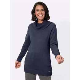 Longpullover Casual Looks "Longpullover", Damen, Gr. 50, blau (marine), 50% Baumwolle, 50% Polyacryl, unifarben, Pullover Longpullover