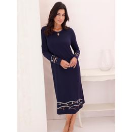 w&auml;schepur Nachthemd W&Auml;SCHEPUR "Nachthemd", Damen, Gr. 44/46, Normalgr&ouml;&szlig;en, marine, champagner, bedruckt, 50% Baumwolle, 50% Modal, bedruckt, gemustert, mehrfarbig, Kleider Nachthemd