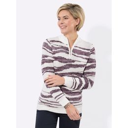 Strickpullover Classic Basics "Jacquard-Pullover", Damen, Gr. 54, ecru, violett, gemustert, 100% Polyacryl, gemustert, Pullover Strickpullover