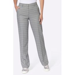 Webhose Classic Basics, Damen, Gr. 38, Normalgr&ouml;&szlig;en, schwarz, ecru, bedruckt, 100% Polyester, gemustert, kariert, Hosen