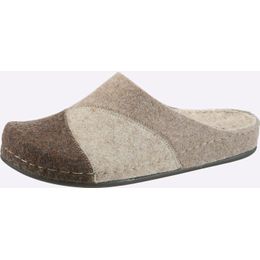 Hausschuh, Herren, Gr. 46, beige, gemustert, Filz, Schuhe Hausschuh