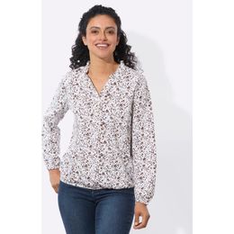 Print-Shirt Inspirationen "Druck-Shirt", Damen, Gr. 40, braun (ecru, rotbraun, bedruckt), 50% Baumwolle, 50% Modal, bedruckt, gebl&uuml;mt, gemustert, mehrfarbig, Rundhals, Shirts