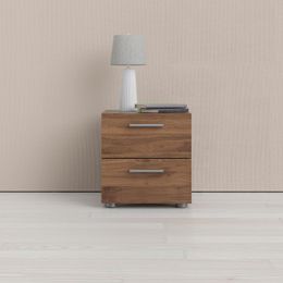 Nachtkommode Inosign "Pepe, Nachttisch, Nachtschrank, Beistelltisch", braun (walnuss), B:40cm H:42,3cm T:40,3cm, Holzwerkstoff, Sideboards, mit 2 Schubl&auml;den, Breite 40, H&ouml;he 42 cm