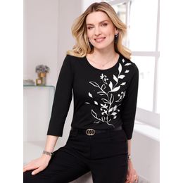 3/4-Arm-Shirt "3/4-Arm-Shirt", Damen, Gr. 44, schwarz, ecru, bedruckt, 100% Baumwolle, unifarben, Rundhals, Shirts 3/4-Arm-Shirt