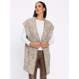 Strickweste Heine, Damen, Gr. 34, hellgrau, champagner, 53% Polyacryl, 27% Polyester, 10% Wolle, 8% Polyamid, 2% Elasthan, gemustert, mehrfarbig, Westen Strickweste