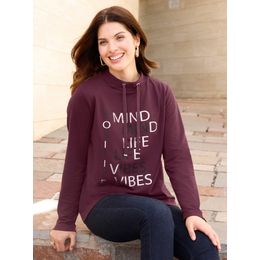 Sweatshirt Classic Basics, Damen, Gr. 56, burgund, schwarz, bedruckt, 50% Baumwolle, 50% Polyester, gemustert, mehrfarbig, Sweatshirts Sweatshirt