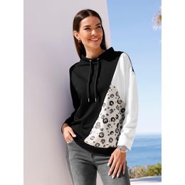 Sweatshirt Heine, Damen, Gr. 50, hellgrau, schwarz, bedruckt, 100% Baumwolle, bedruckt, gemustert, mehrfarbig, Sweatshirts Sweatshirt