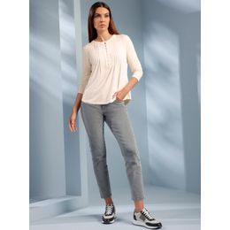 Langarmshirt Heine "Langarm-Shirt", Damen, Gr. 34, champagner, 95% Viskose, 5% Elasthan, unifarben, Rundhals, Shirts Langarmshirt