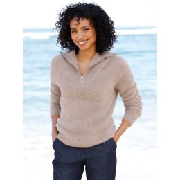 Strickpullover Heine "Pullover", Damen, Gr. 50, sesam, 100% Polyamid, unifarben, Pullover Strickpullover
