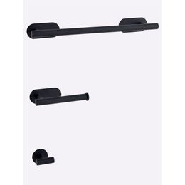 Badaccessoire-Set HEINE HOME, schwarz, Edelstahl, Badaccessoires-Sets