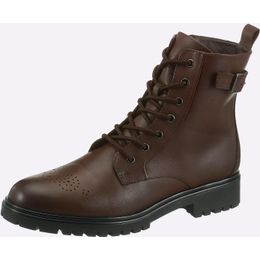 Schn&uuml;rstiefelette Heine, Damen, Gr. 39, braun, Glattleder, Leder, Rindsleder, Schuhe Schn&uuml;rstiefelette