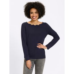 Strickpullover Heine "Pullover", Damen, Gr. 48, blau (marine), 50% Viskose, 25% Polyester, 25% Polyamid, unifarben, Pullover Strickpullover
