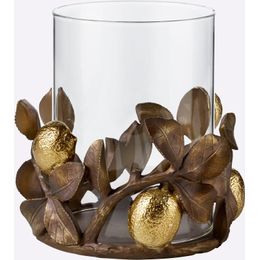 HEINE HOME Windlicht, braun, goldfarben, B/H/T: 21cm x 21cm x 21cm, Kerzenhalter, Windlicht