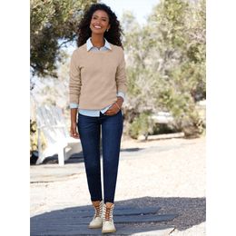 Strickpullover Heine "Pullover", Damen, Gr. 50, beige, meliert, 50% Viskose, 25% Polyester, 25% Polyamid, meliert, unifarben, Pullover Strickpullover