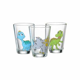 Ritzenhoff & Breker Kinderbecher RITZENHOFF & BREKER "Kindergl&auml;ser Dino 200 ml 3er Set bunt", bunt, B:7cm H:10cm &Oslash;:7cm, Glas, Trinkgef&auml;&szlig;e, Kinderbecher, Sp&uuml;lmaschinengeeignet
