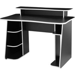 Gamingtisch OTTO HOME "GAME, Computertisch, Schreibtisch, Towerfach, Monitoraufsatz", schwarz (schwarz, schwarz, schwarz), B:120cm H:89cm T:60cm, Tische, Jugendschreibtisch Computertisch, ergonomisch geschwungene Tischplatte, Breite 120 oder 150 cm