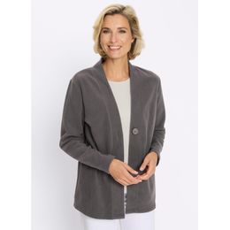 Fleecejacke Classic Basics, Damen, Gr. 54, grau (anthrazit), 100% Polyester, unifarben, Jacken Fleecejacke