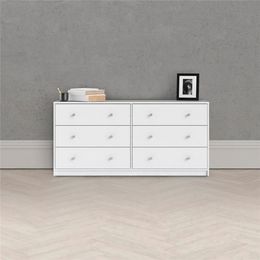 Sideboard Home Affaire "May, Aufbewahrung, Schubkastenkommode, Stauraum, Scandi-stil", wei&szlig;, B:143,1cm H:68,3cm T:31,7cm, Holzwerkstoff, Sideboards, Sideboard, Mit 6 Schubladen, Knopfgriffen, mehrere farben, T: 30 x B: 143 cm