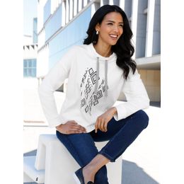 Sweatshirt Classic Basics, Damen, Gr. 56, ecru, schwarz, 100% Baumwolle, bedruckt, gemustert, Sweatshirts Sweatshirt