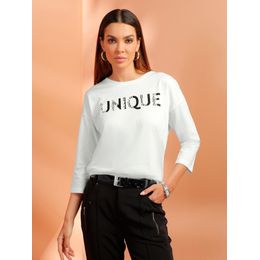 3/4-Arm-Shirt Heine "Shirt", Damen, Gr. 50, ecru, 50% Baumwolle, 50% Modal, gemustert, Rundhals, Shirts 3/4-Arm-Shirt