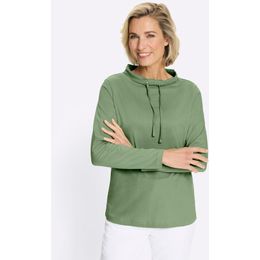 Langarmshirt Classic Basics "Langarm-Shirt", Damen, Gr. 56, eucalyptus, 100% Baumwolle, unifarben, Rundhals, Shirts Langarmshirt