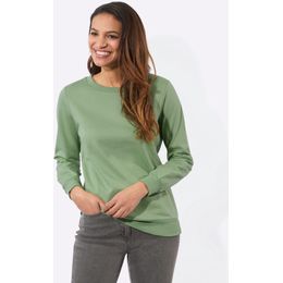 Sweatshirt Casual Looks, Damen, Gr. 42, gr&uuml;n (eucalyptus), 100% Baumwolle, unifarben, Rundhals, Sweatshirts Sweatshirt