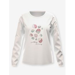 Langarmshirt Inspirationen "Langarm-Shirt", Damen, Gr. 54, ecru, 50% Baumwolle, 50% Modal, gemustert, unifarben, Rundhals, Shirts Langarmshirt