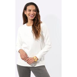 Sweatshirt Casual Looks, Damen, Gr. 42, ecru, 100% Baumwolle, unifarben, Rundhals, Sweatshirts Sweatshirt