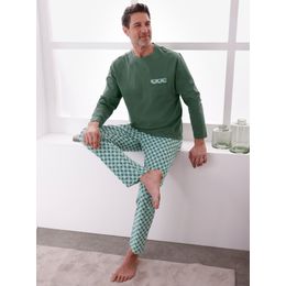 w&auml;schepur Schlafanzug W&Auml;SCHEPUR, Herren, Gr. 52/54, moos, jade, bedruckt, 100% Baumwolle, Homewear-Sets Schlafanzug