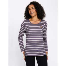 Langarmshirt Classic Basics "Ringelshirt", Damen, Gr. 38, feige, ecru, geringelt, 100% Baumwolle, gemustert, gestreift, Rundhals, Shirts Langarmshirt